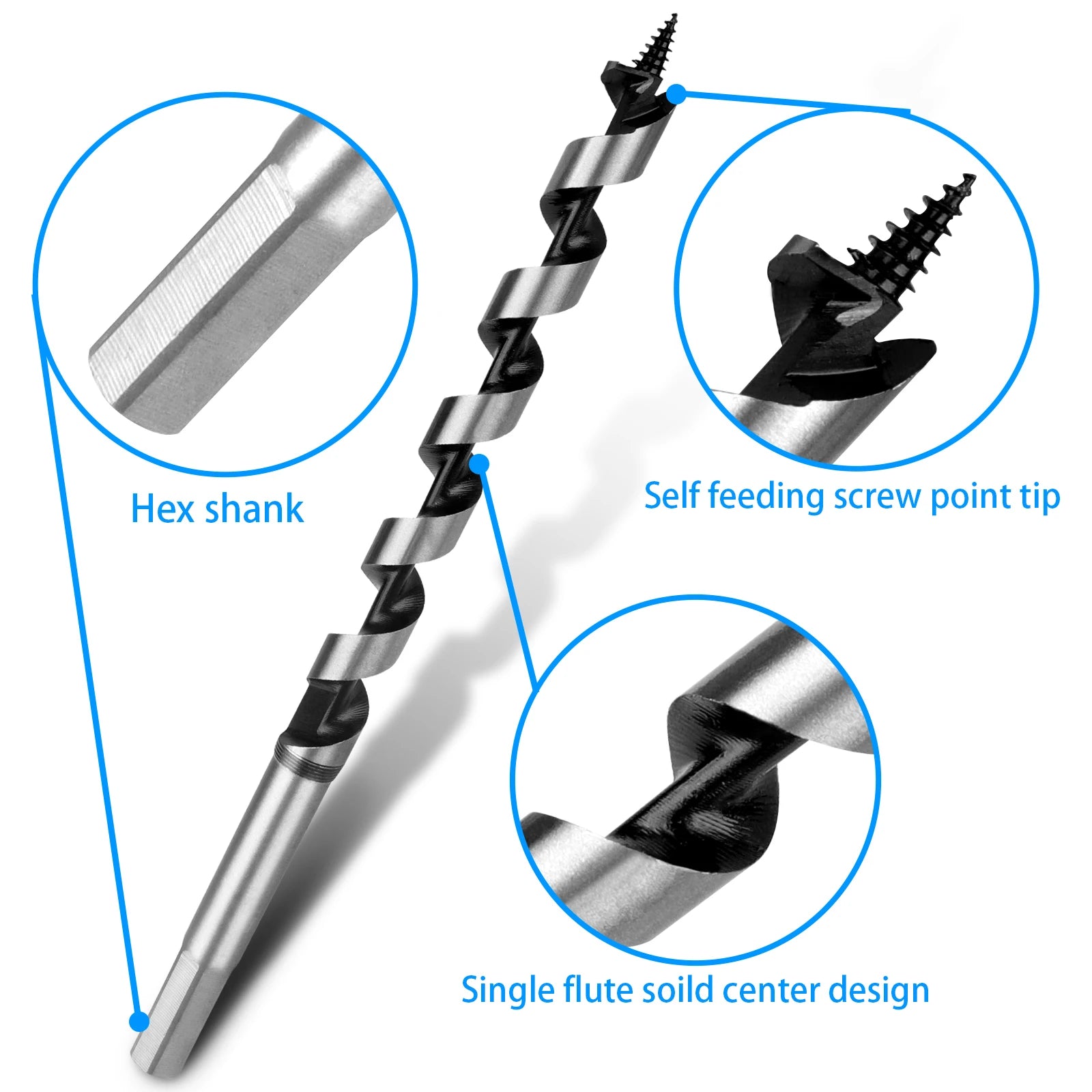 Extended Hex Shank Wood Drill Bit