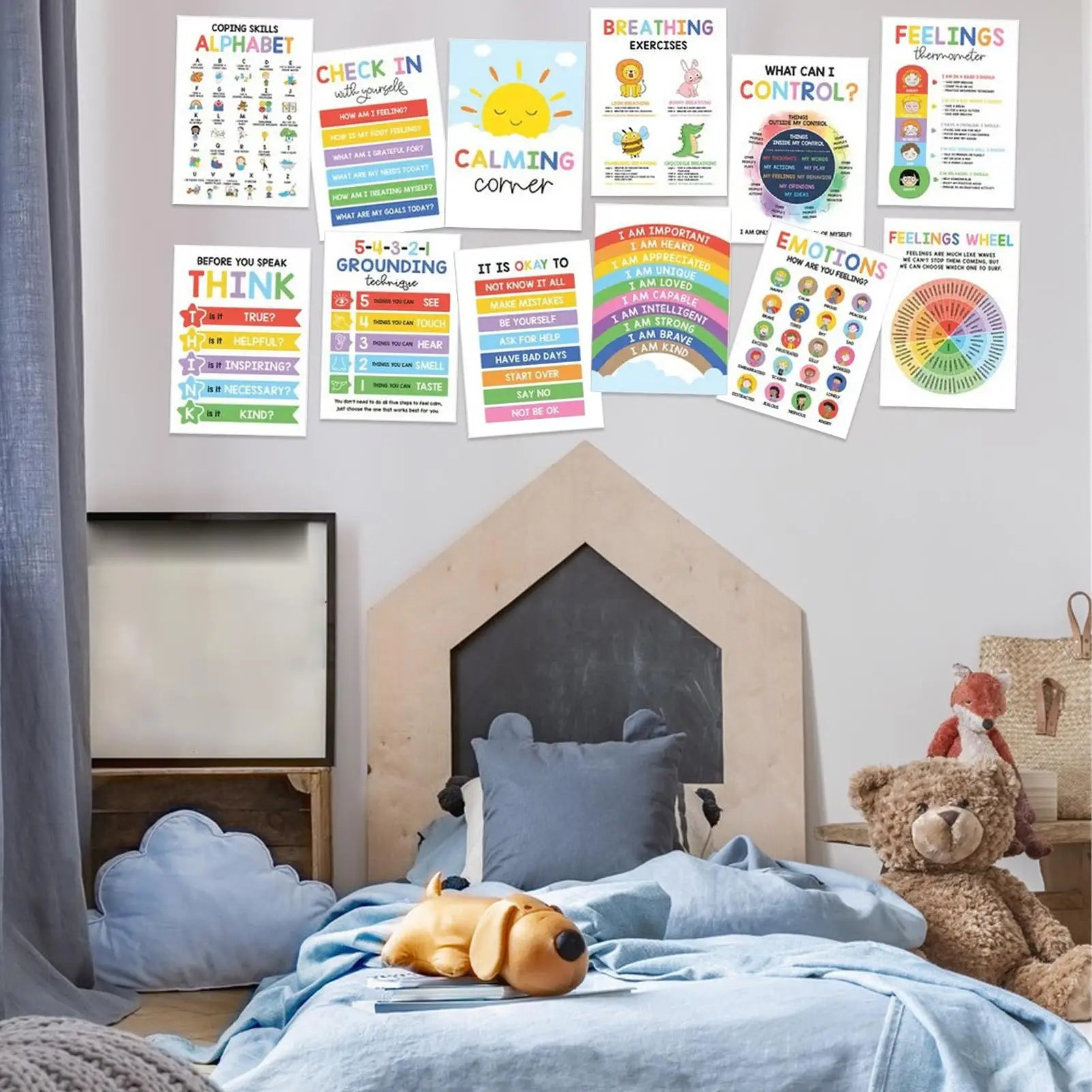 12pcs Calming Corner Posters For Kids Mental Health